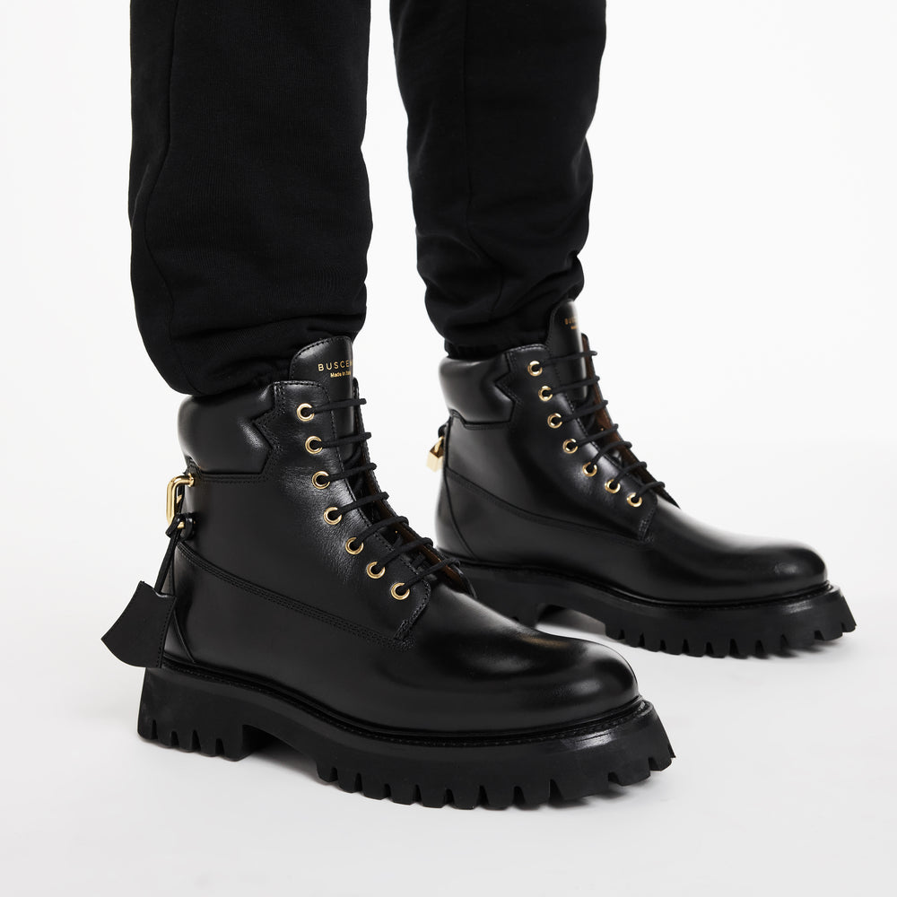 BUSCEMI SITE LACE UP SUEDE LEATHER COMBAT BOOT